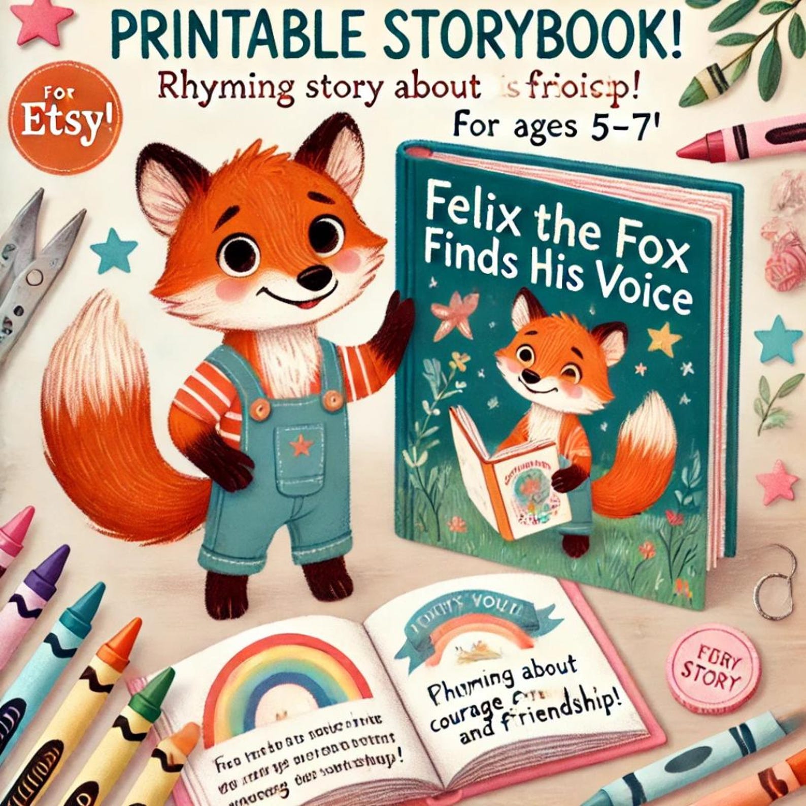 Felix the Fox Storybook – Printable Kids Book, Confidence & Friendship ...