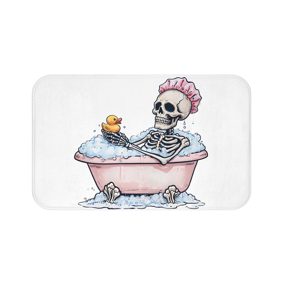 Skeleton Bath Mat With Rubber Duck, Fun Bath Decor, Halloween Home ...