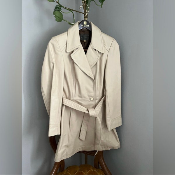 Cream Leather Jacket - Etsy