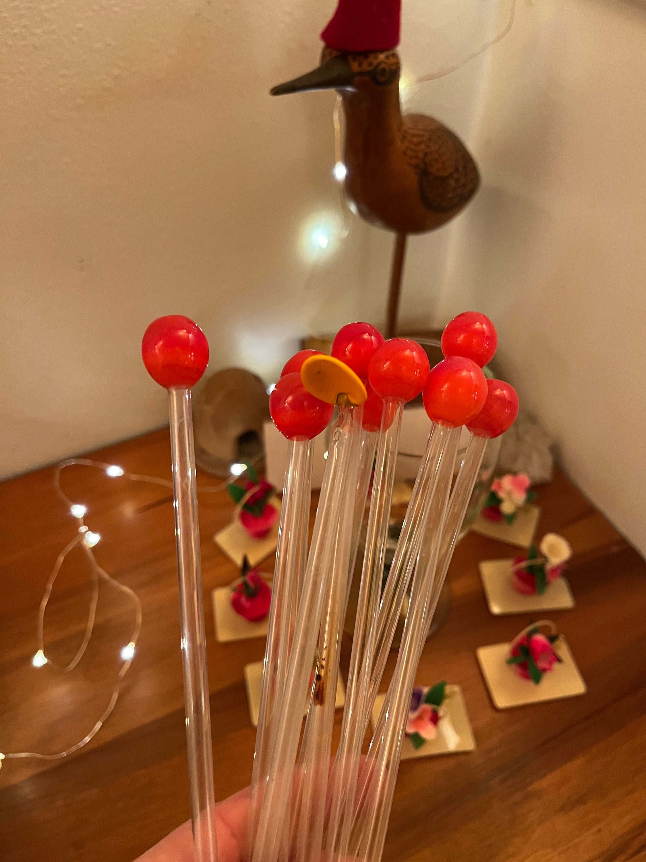 Glass Floral Placecard Holders and Drink Stirrers - Etsy