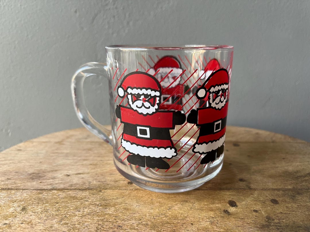 Vintage Luminarc Santa Mug - Etsy
