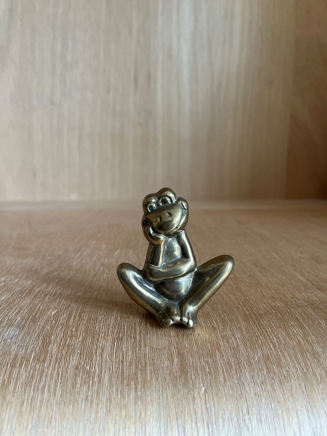 Lil Vtg Brass Pondering Frog - Etsy