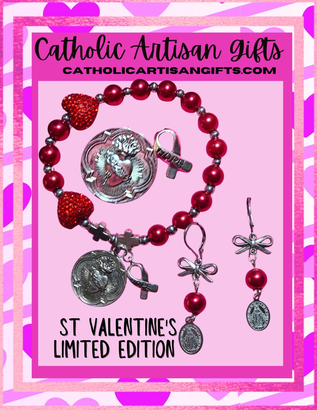 St Valentine's Day Sacred Heart of Jesus Shades of Sparkly Red Ruby and ...