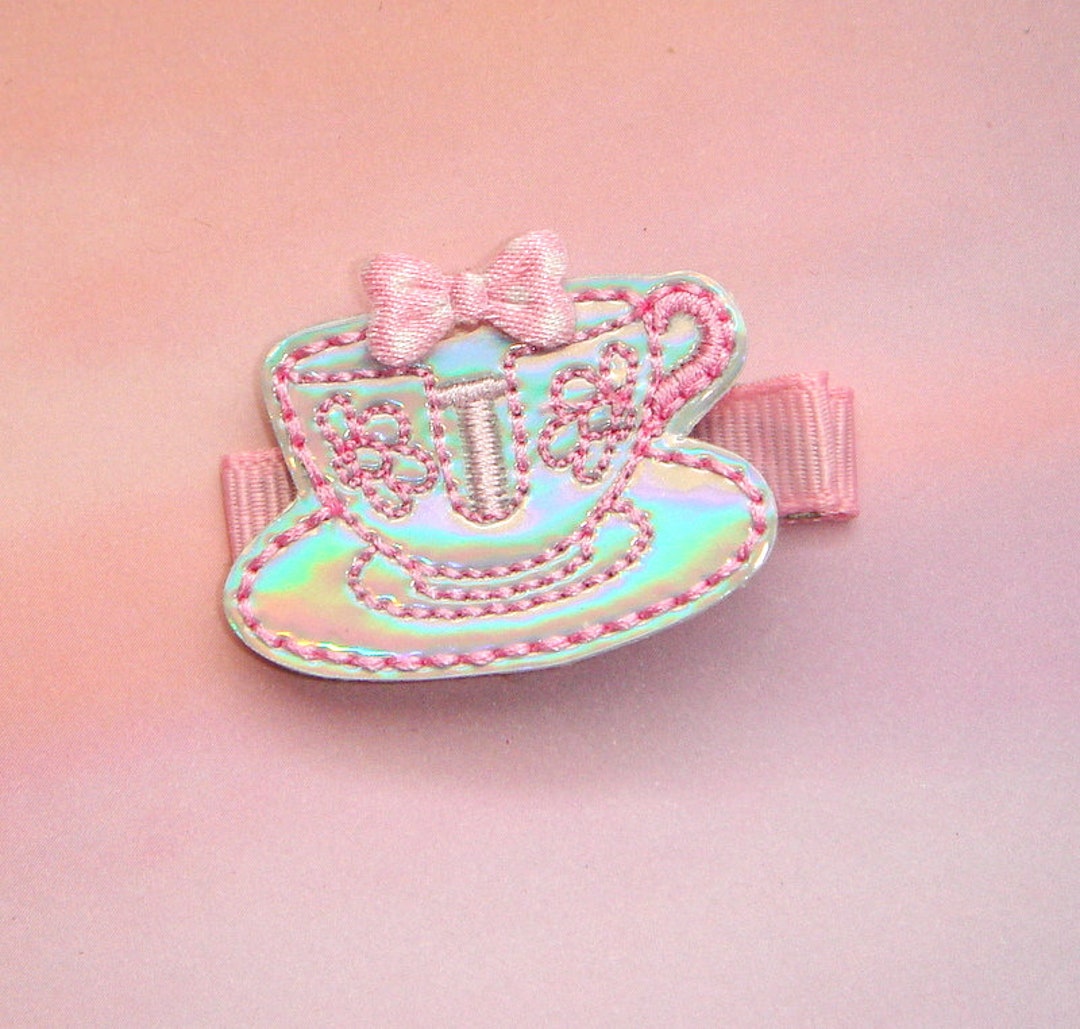 Tea Cup Ride in Holograpic Hair Clip Pastel Pink Clippy for - Etsy