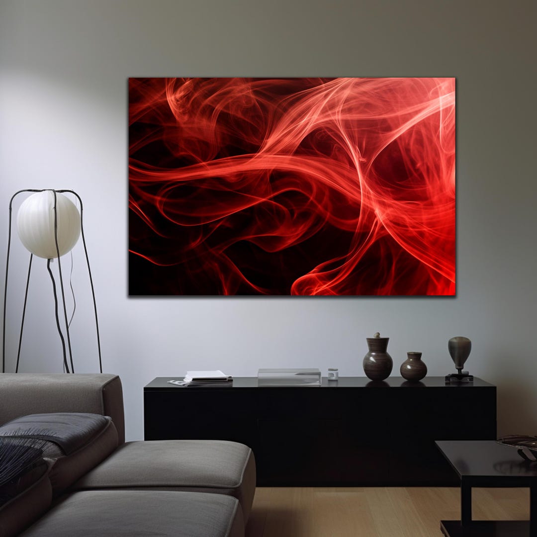 Fire Red Glass Wall Art, Tempered Glass Decor, Abstract Wall Art, Red ...
