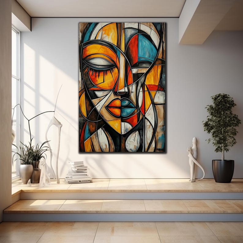 African Tribal Mask Wall Art, Tempered Glass Print, Modern Abstract ...