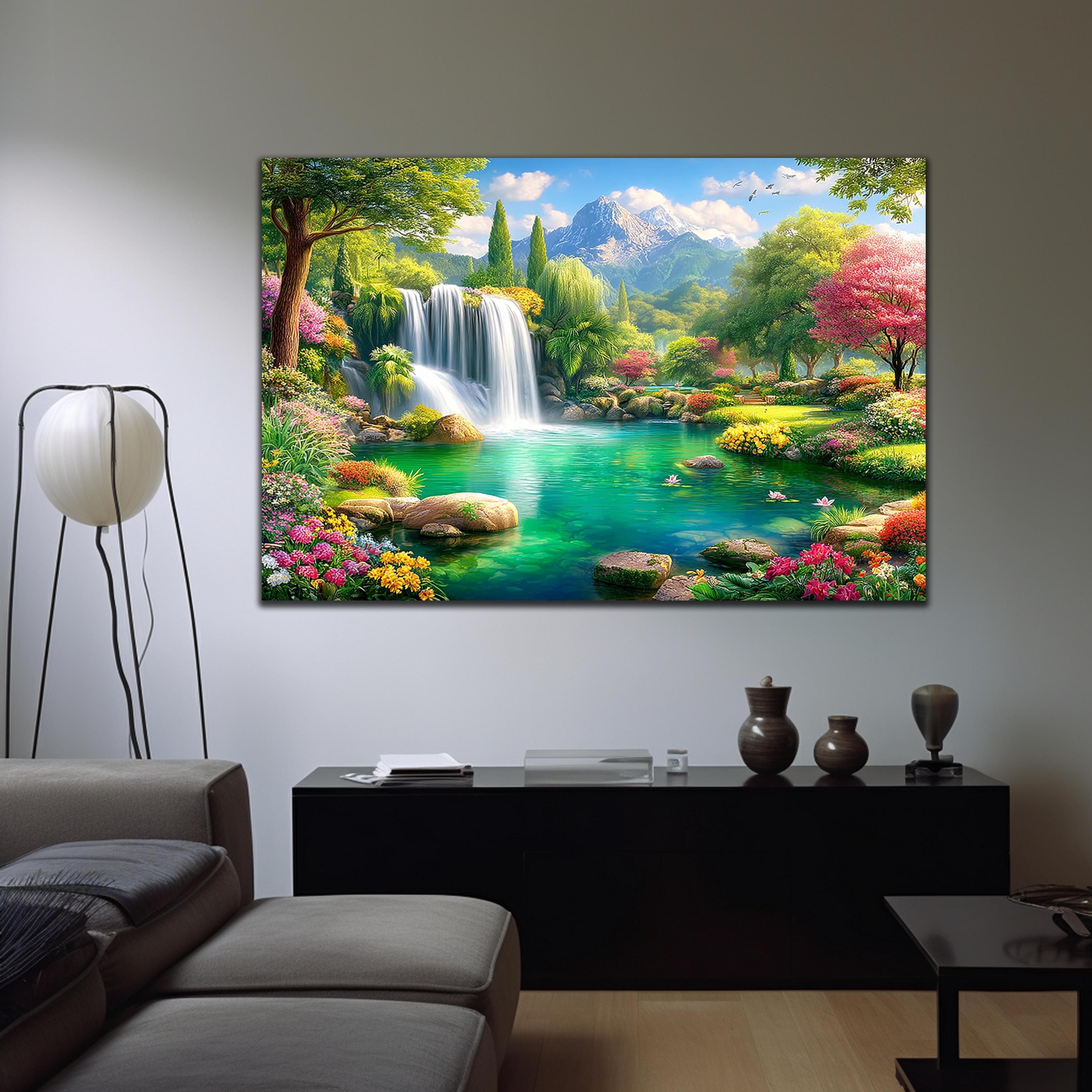 Waterfall Wall Art-tempered Glass Printing-large Wall Art-landscape ...