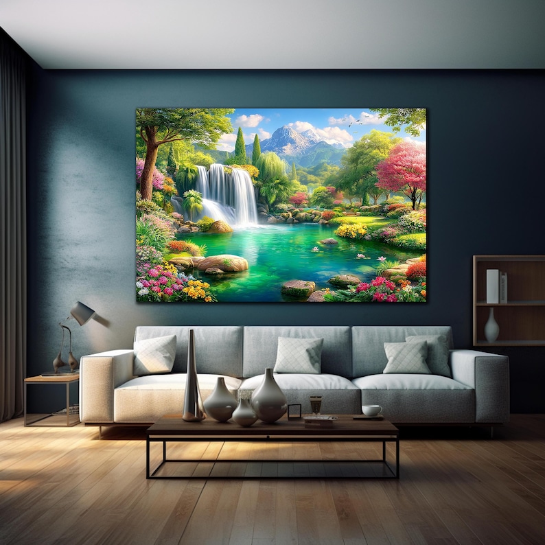 Waterfall Wall Art-tempered Glass Printing-large Wall Art-landscape ...