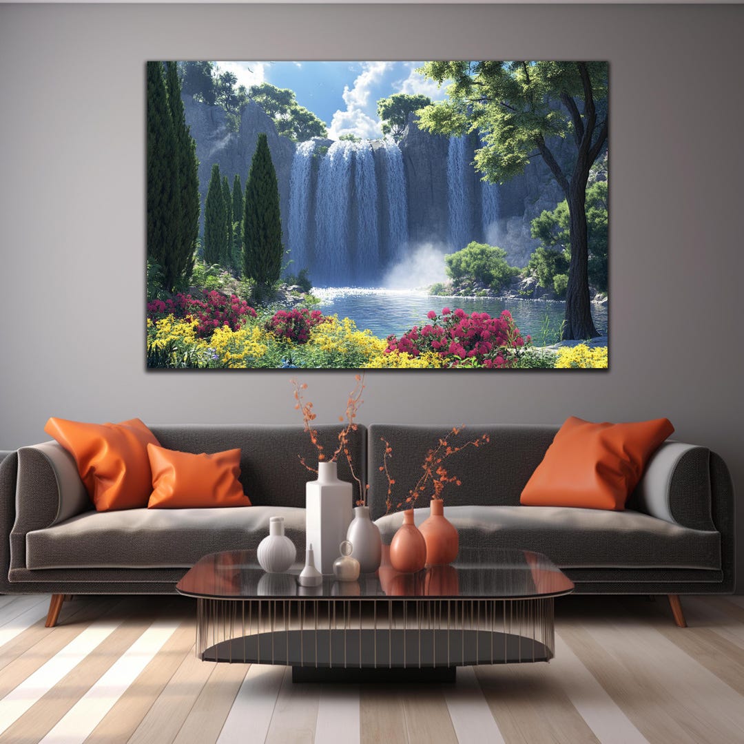 Waterfall Paradise Tempered Glass Wall Art-large Glass Wall Art ...