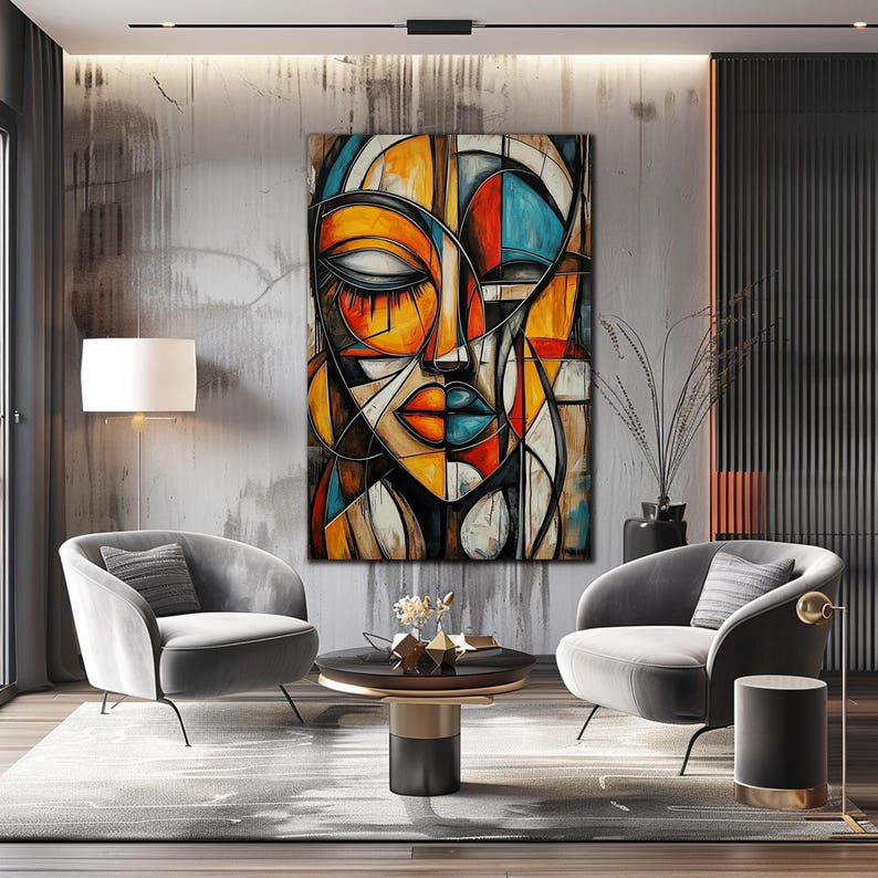 African Tribal Mask Wall Art, Tempered Glass Print, Modern Abstract ...