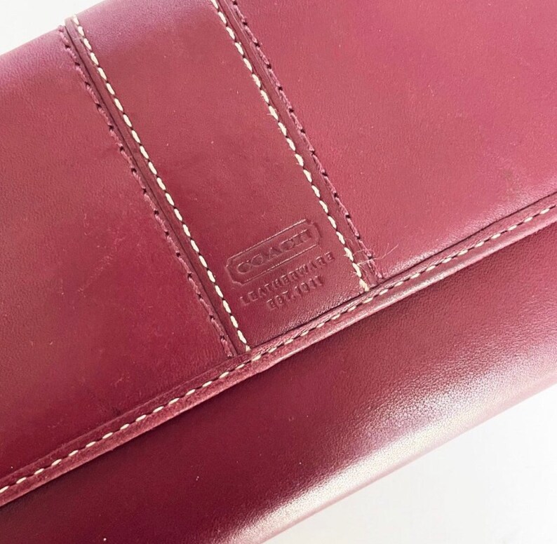 Coach Leather Trifold Wallet With Removable Checkbook Cover 2pc Red ...