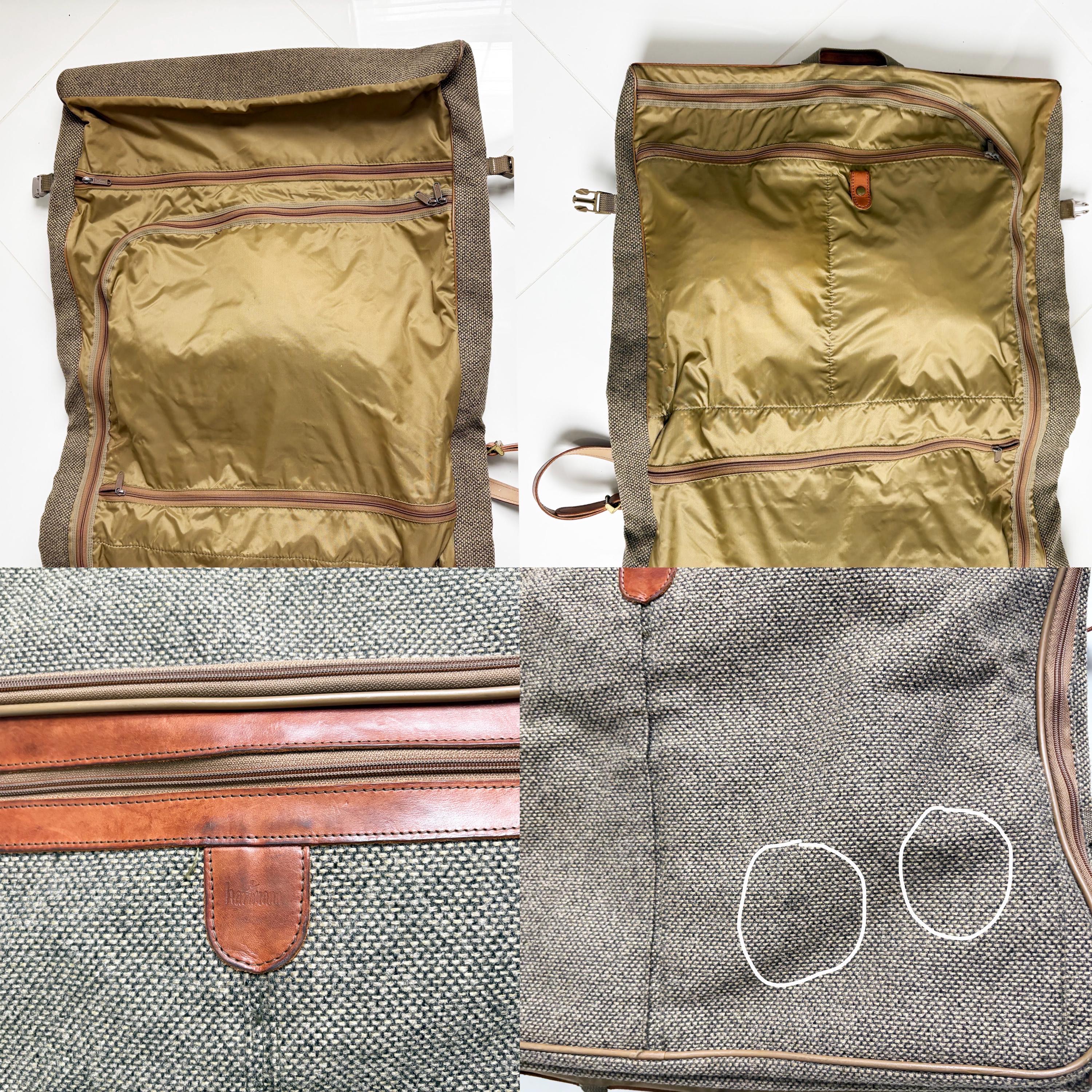 Hartmann Garment Bag Tweed With Leather Trim Large Folding Travel Bag ...