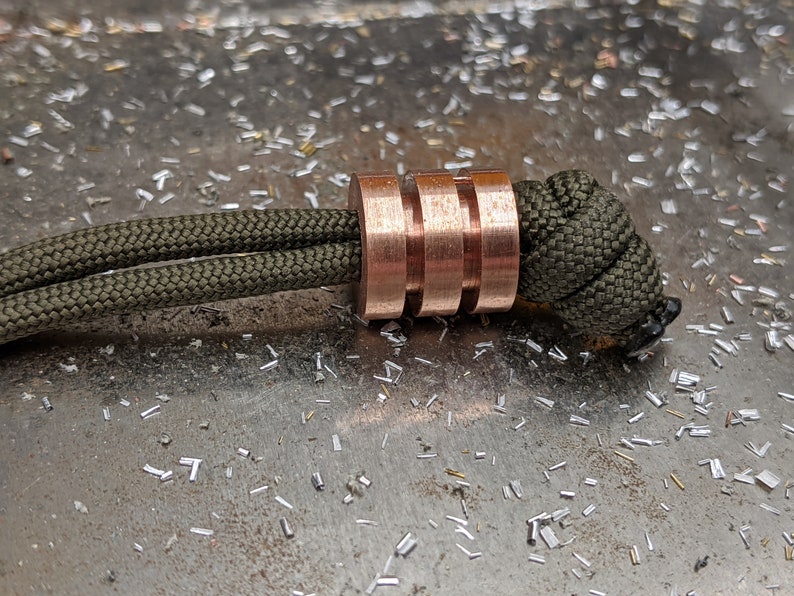 Large Copper Lanyard Bead With Two Grooves and a Free Paracord Lanyard ...