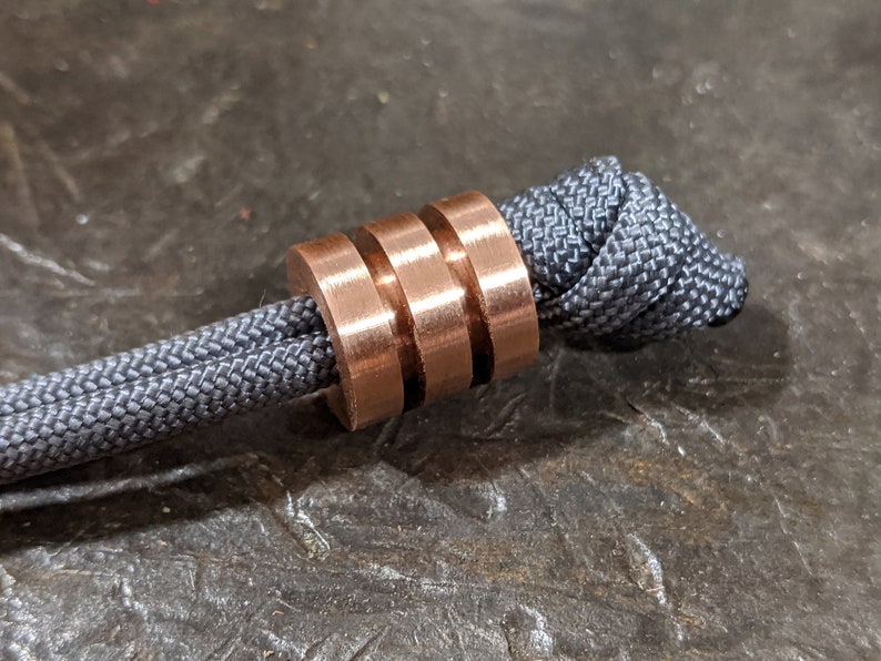 Large Copper Lanyard Bead With Two Grooves and a Free Paracord Lanyard ...