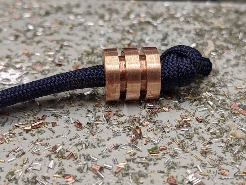 Large Copper Lanyard Bead With Two Grooves and a Free Paracord Lanyard ...