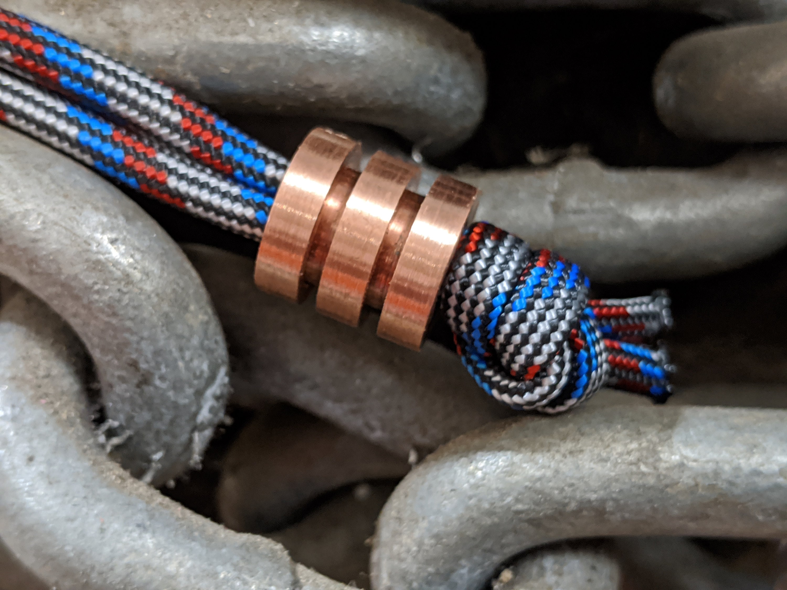 Large Copper Lanyard Bead With Two Grooves and a Free Paracord Lanyard ...
