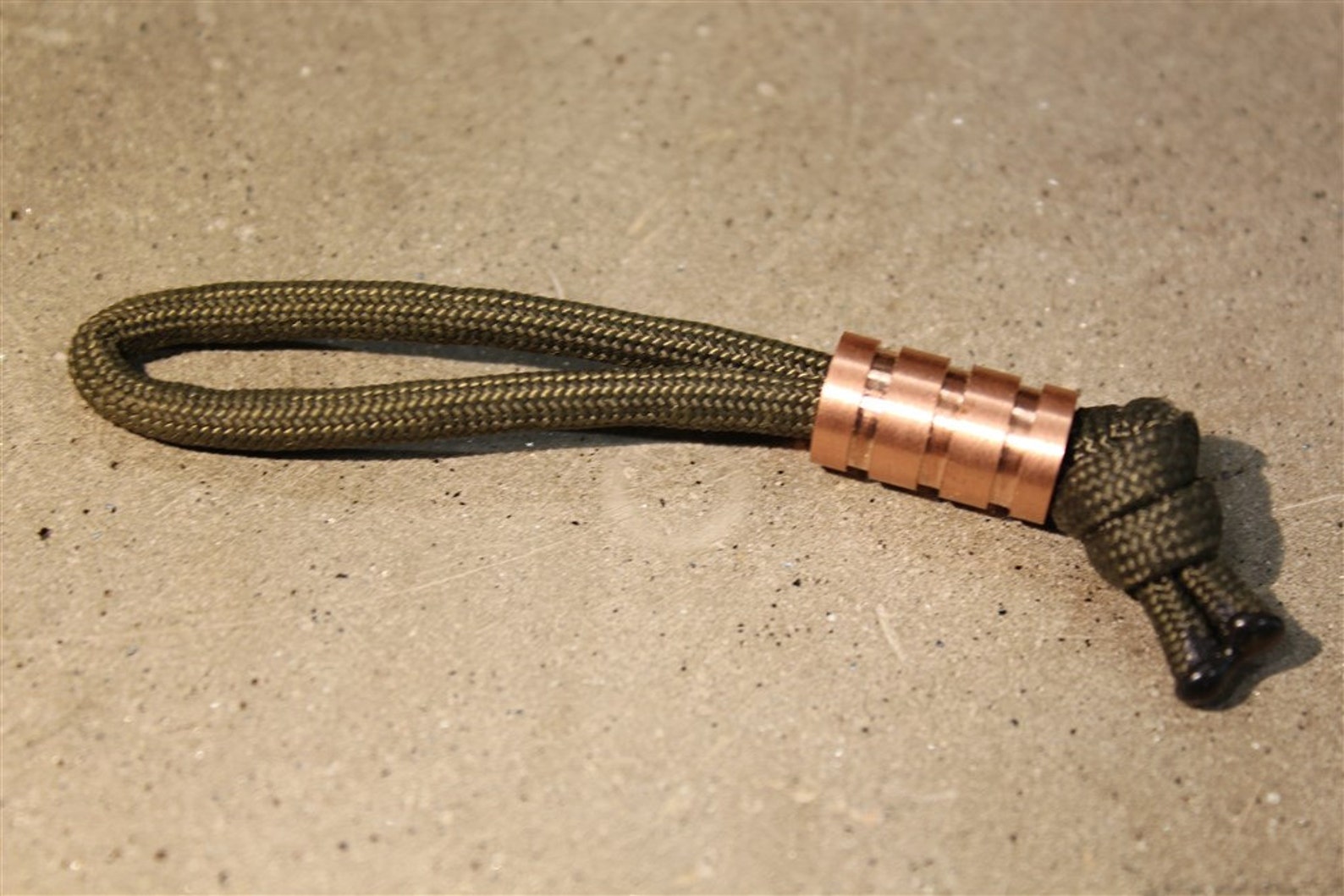 Medium Copper Lanyard Bead With Three Grooves and a Free Paracord ...