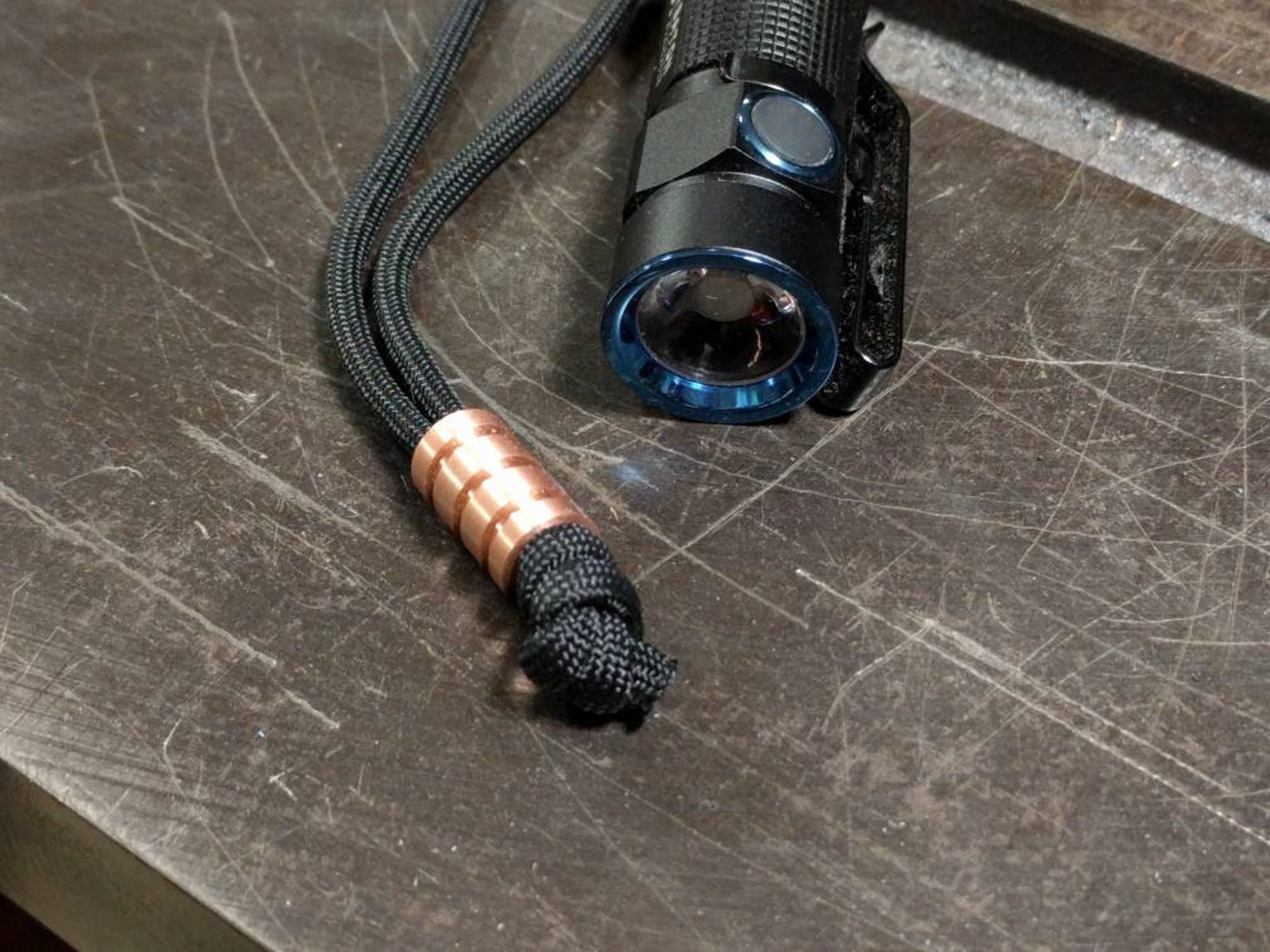 Medium Copper Lanyard Bead With Three Grooves and a Free Paracord ...