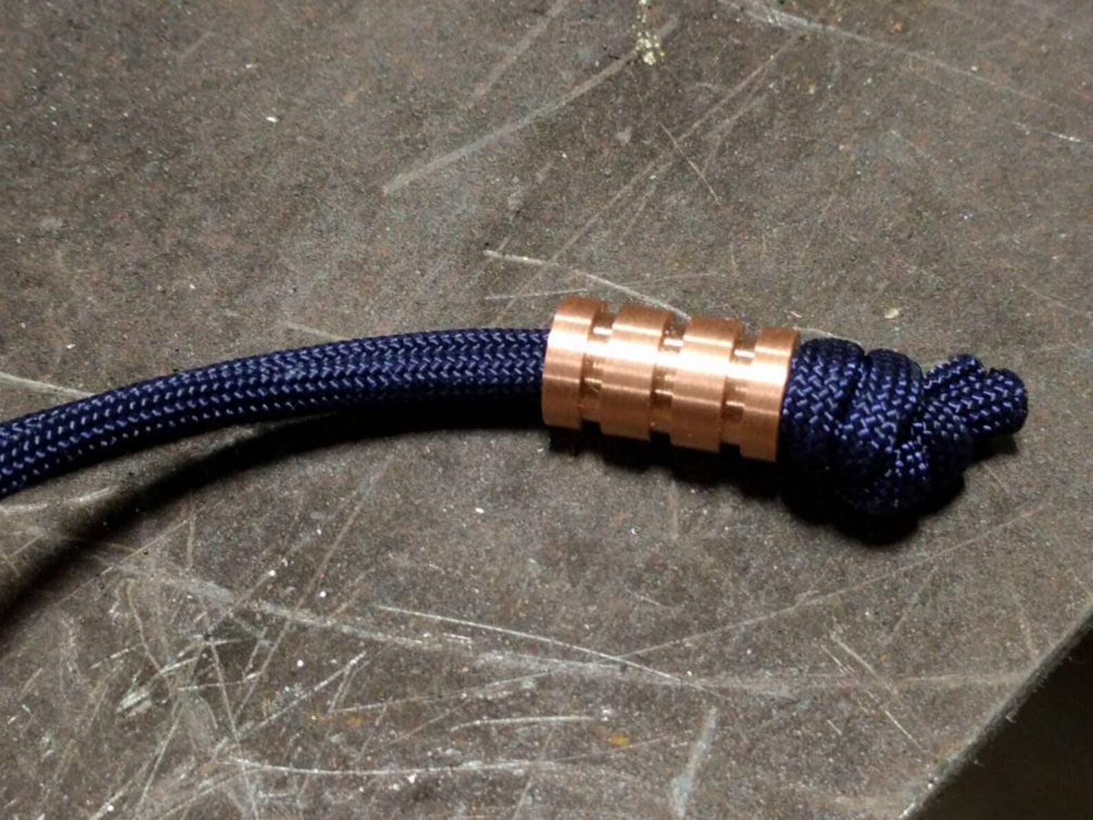 Medium Copper Lanyard Bead With Three Grooves and a Free Paracord ...