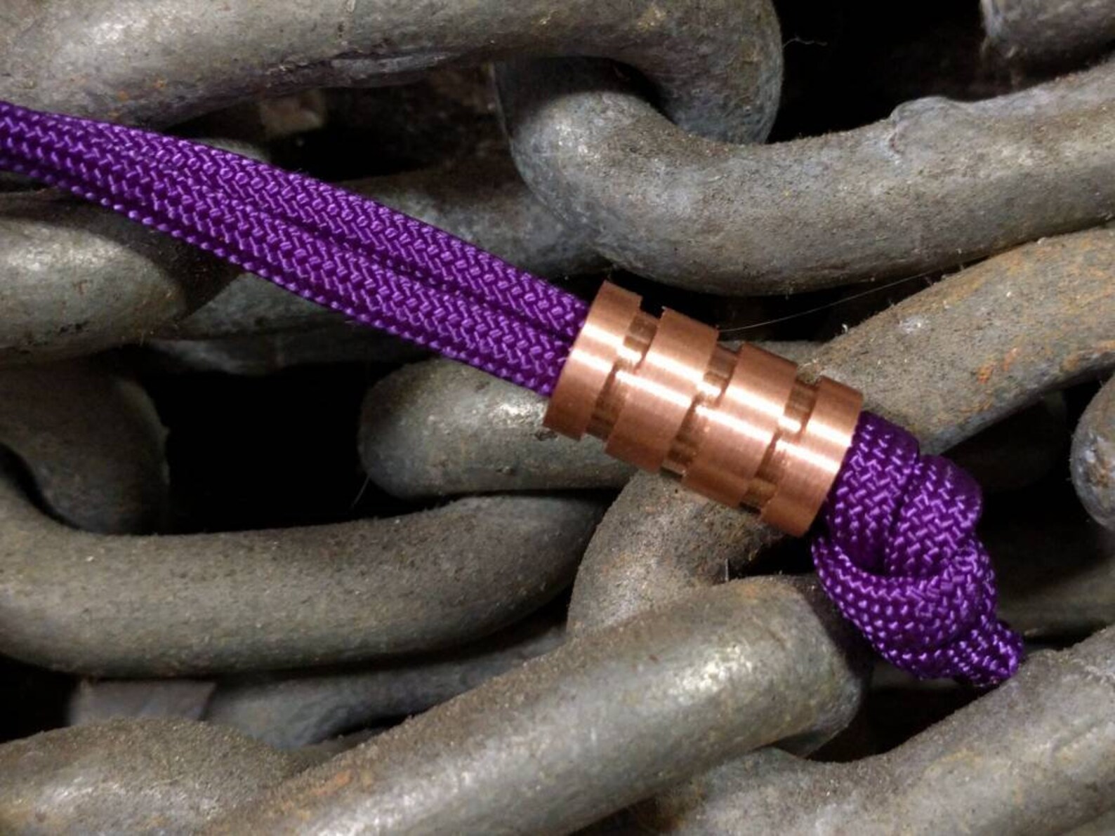 Medium Copper Lanyard Bead With Three Grooves and a Free Paracord ...