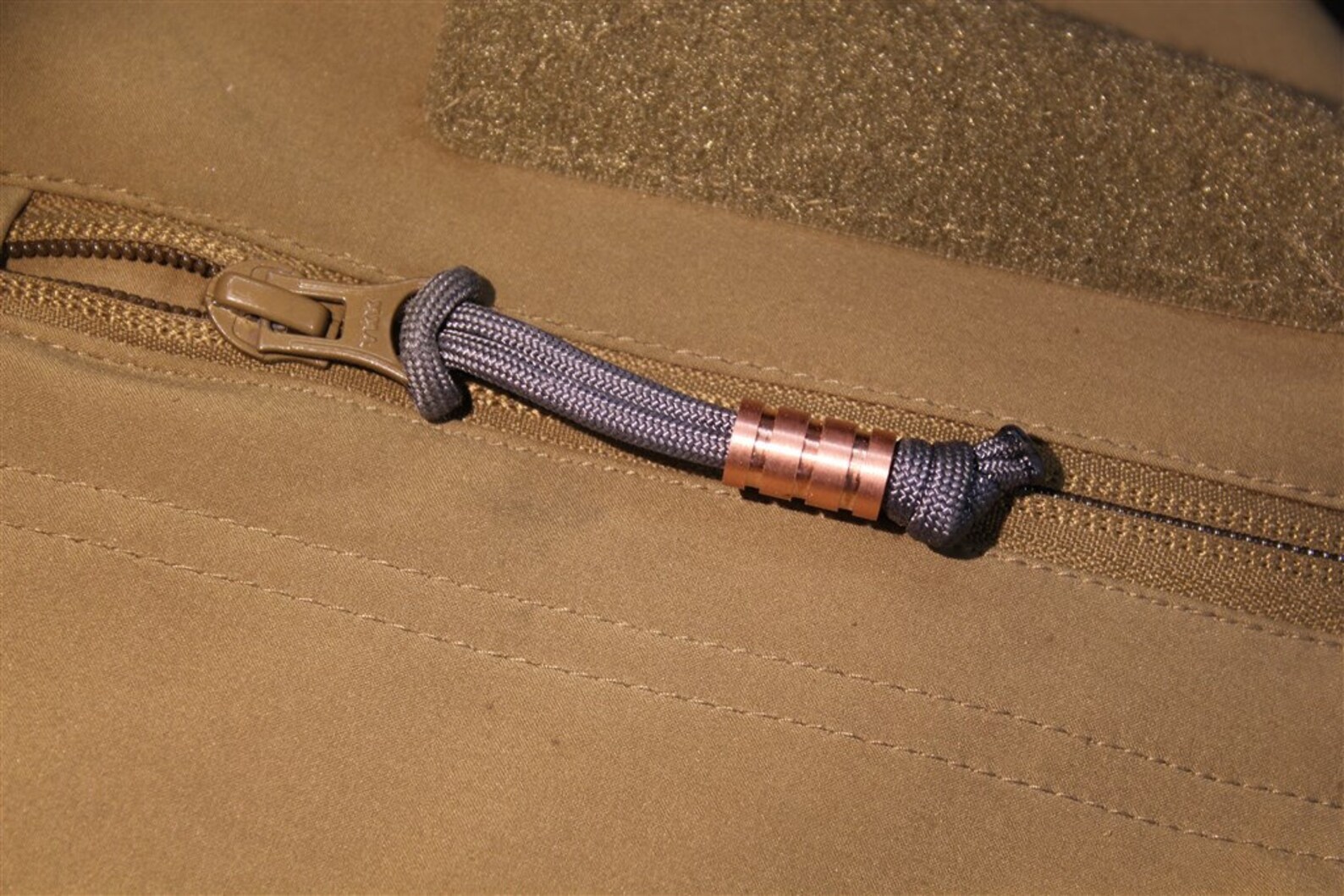 Medium Copper Lanyard Bead With Three Grooves and a Free Paracord ...