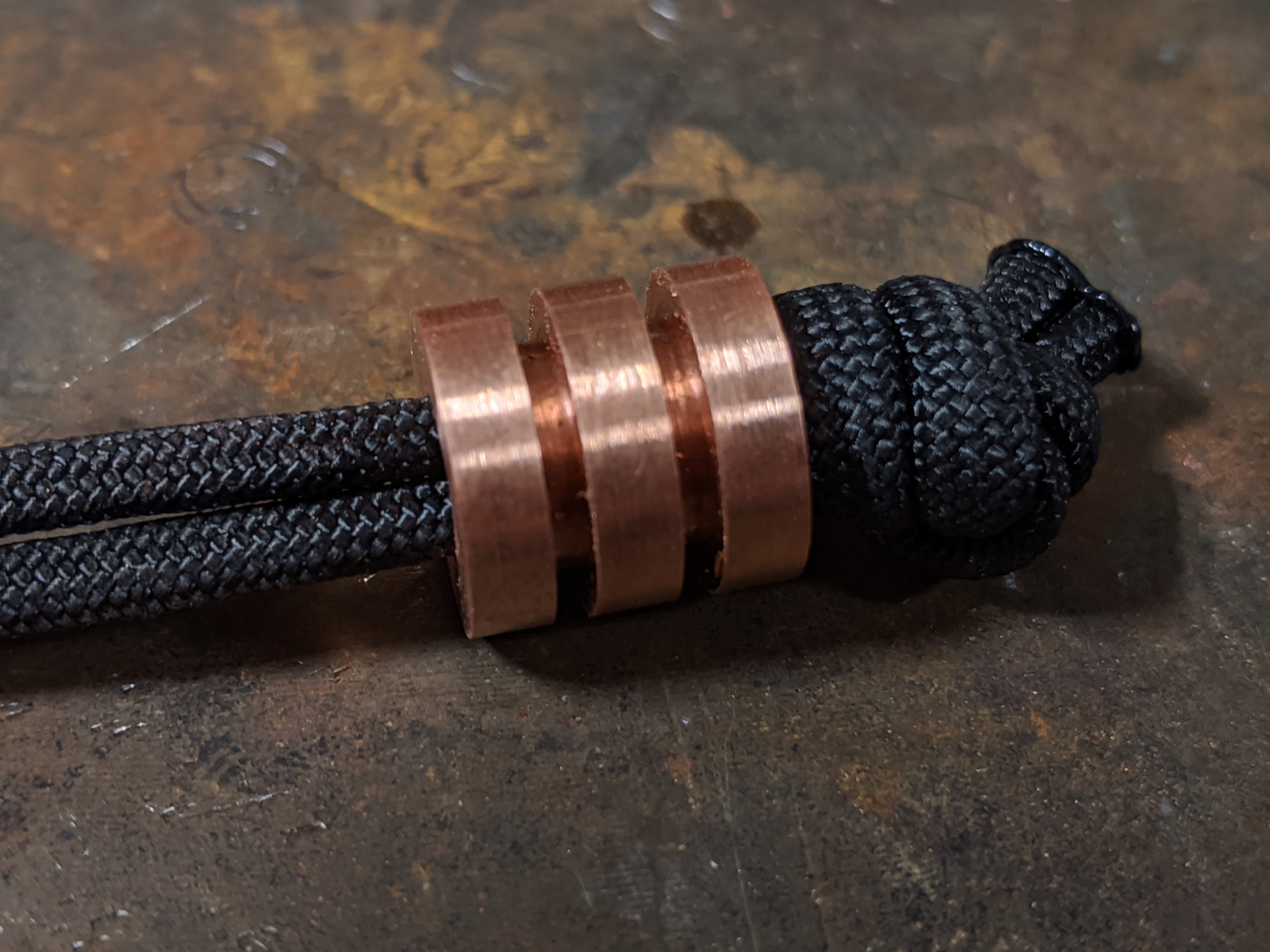 Large Copper Lanyard Bead With Two Grooves and a Free Paracord Lanyard ...