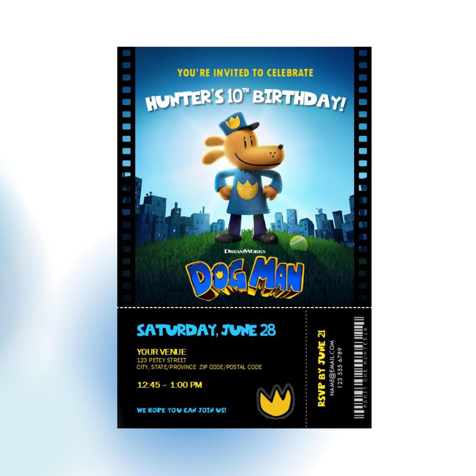Dog Man Birthday Invitation | Custom Digital Invite | Personalized ...