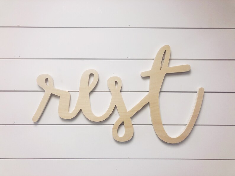 Rest Word Wood Cut Wall Art Sign Decor bathroom porch art | Etsy