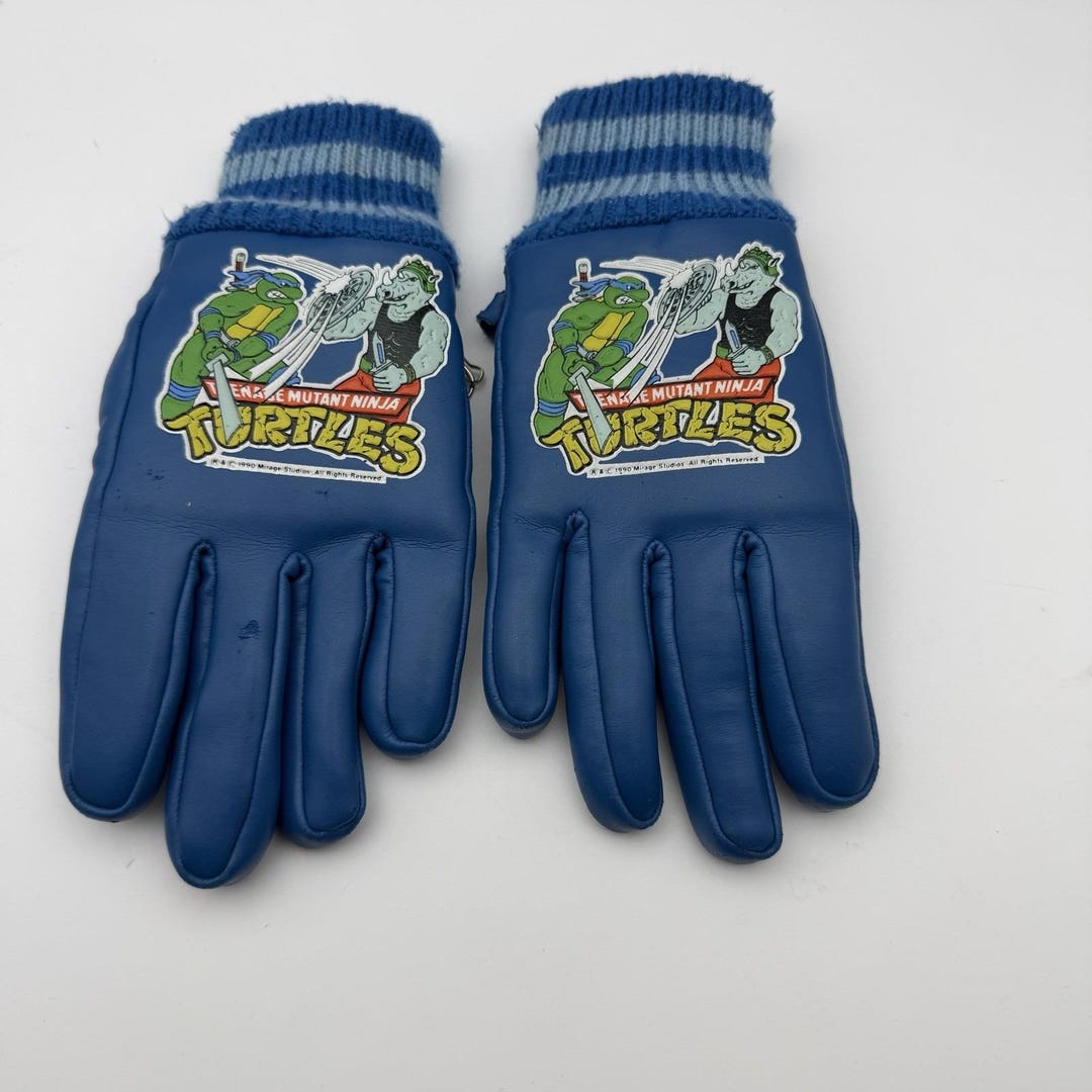 Teenage Mutant Ninja Turtles Winter Gloves Vintage 90's TMNT Leonardo ...