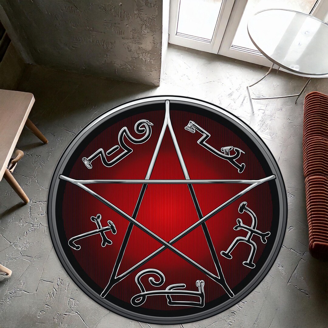 Red Pentagram Trap Occult Rug – Gothic Round Carpet With Dark Sigils ...
