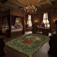 Medieval Red Dragon Rug, Gothic Fantasy Castle Carpet, Mythical ...