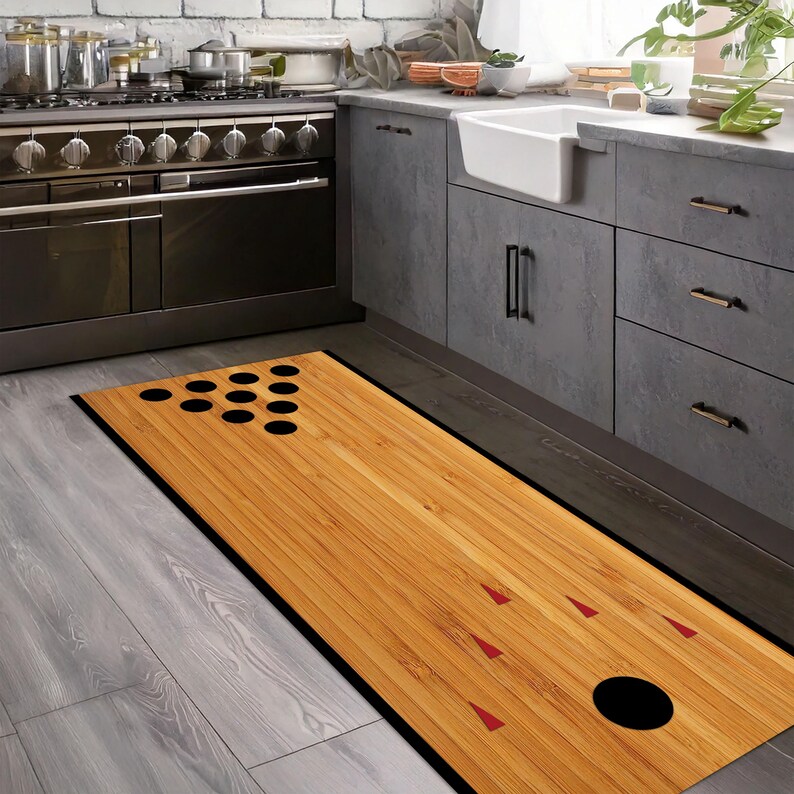 Bowling Lane Runner Rug, Realistic Wood Pattern Carpet for Hallways ...