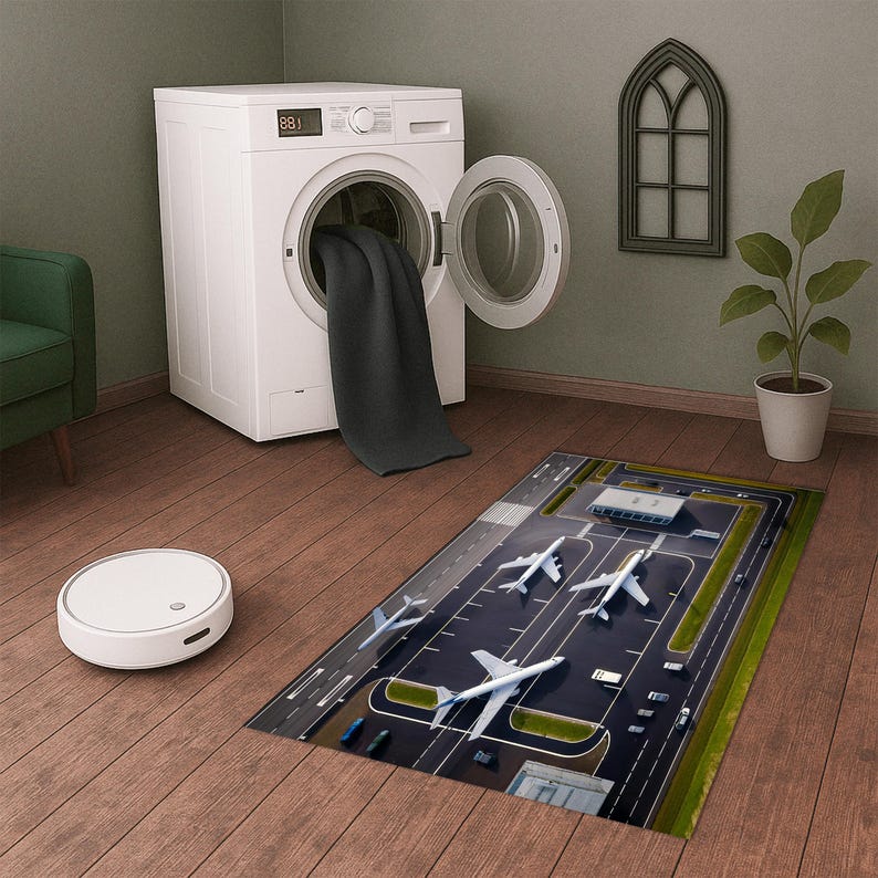 Realistic Airport Play Rug, Airplane Terminal and Taxiway Carpet ...