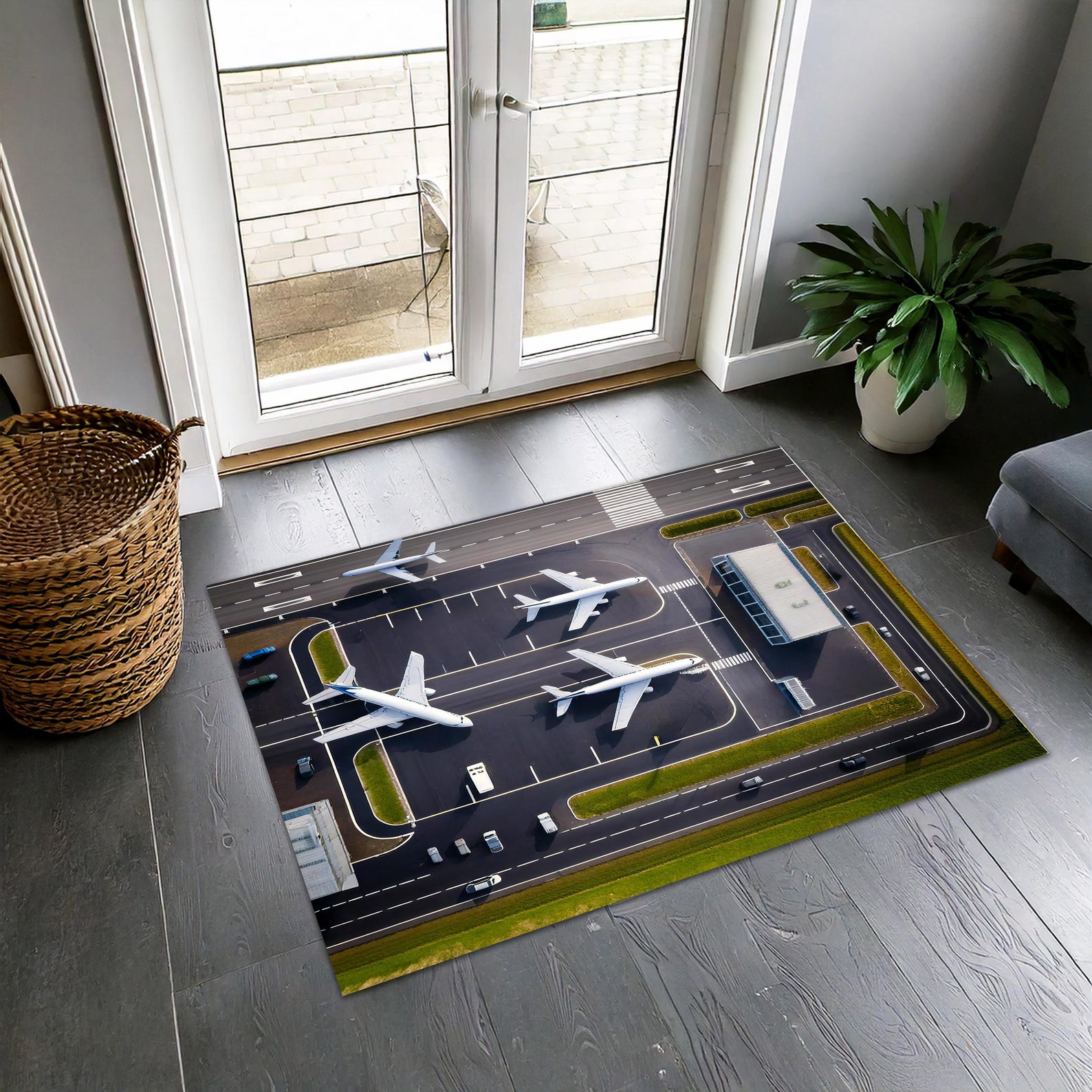 Realistic Airport Play Rug, Airplane Terminal and Taxiway Carpet ...