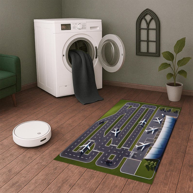 Airplane Airport Terminal Rug, Realistic Runway Play Mat, Aviation ...