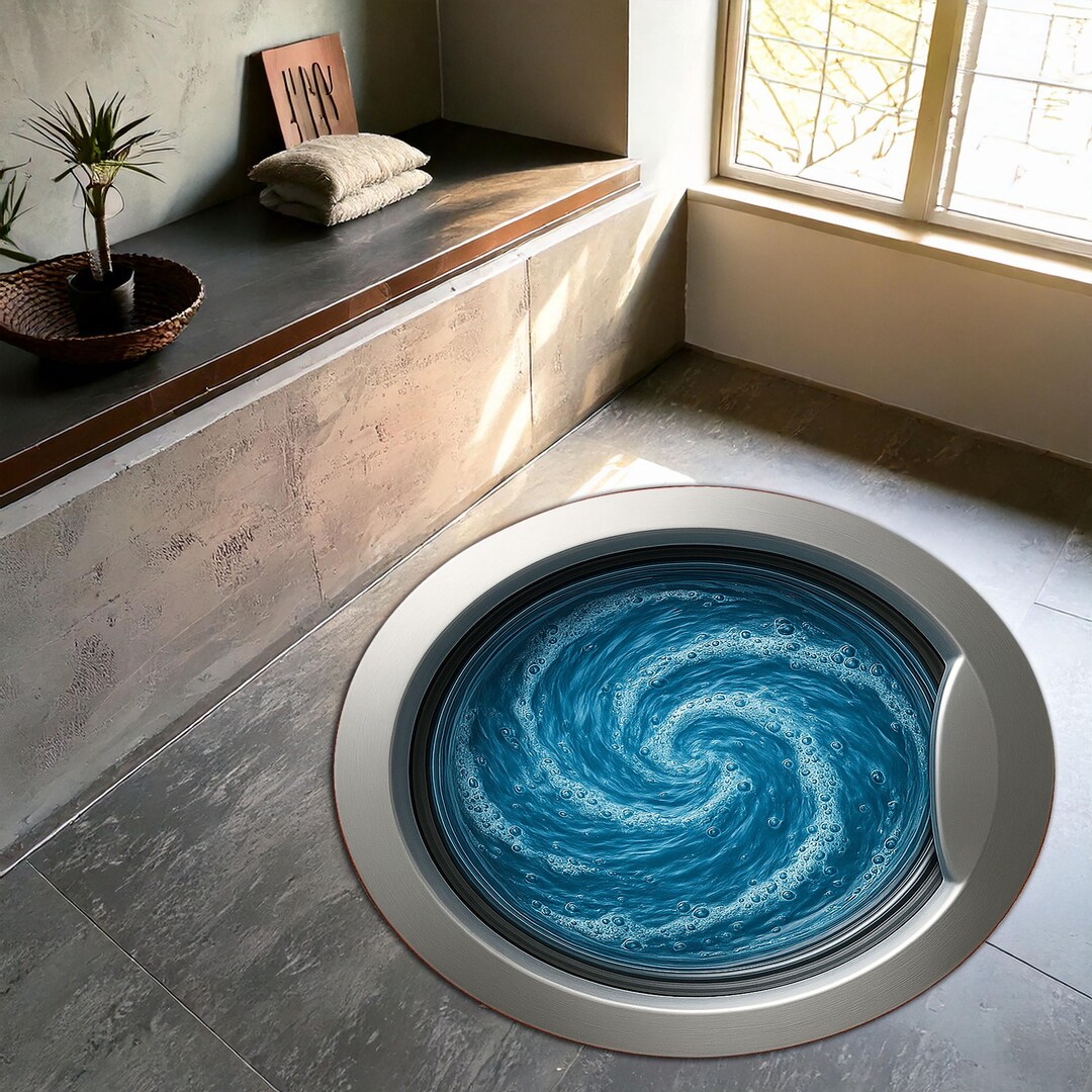 Whirlpool Water Vortex Round Rug, Washing Machine 3D Illusion Floor Mat ...