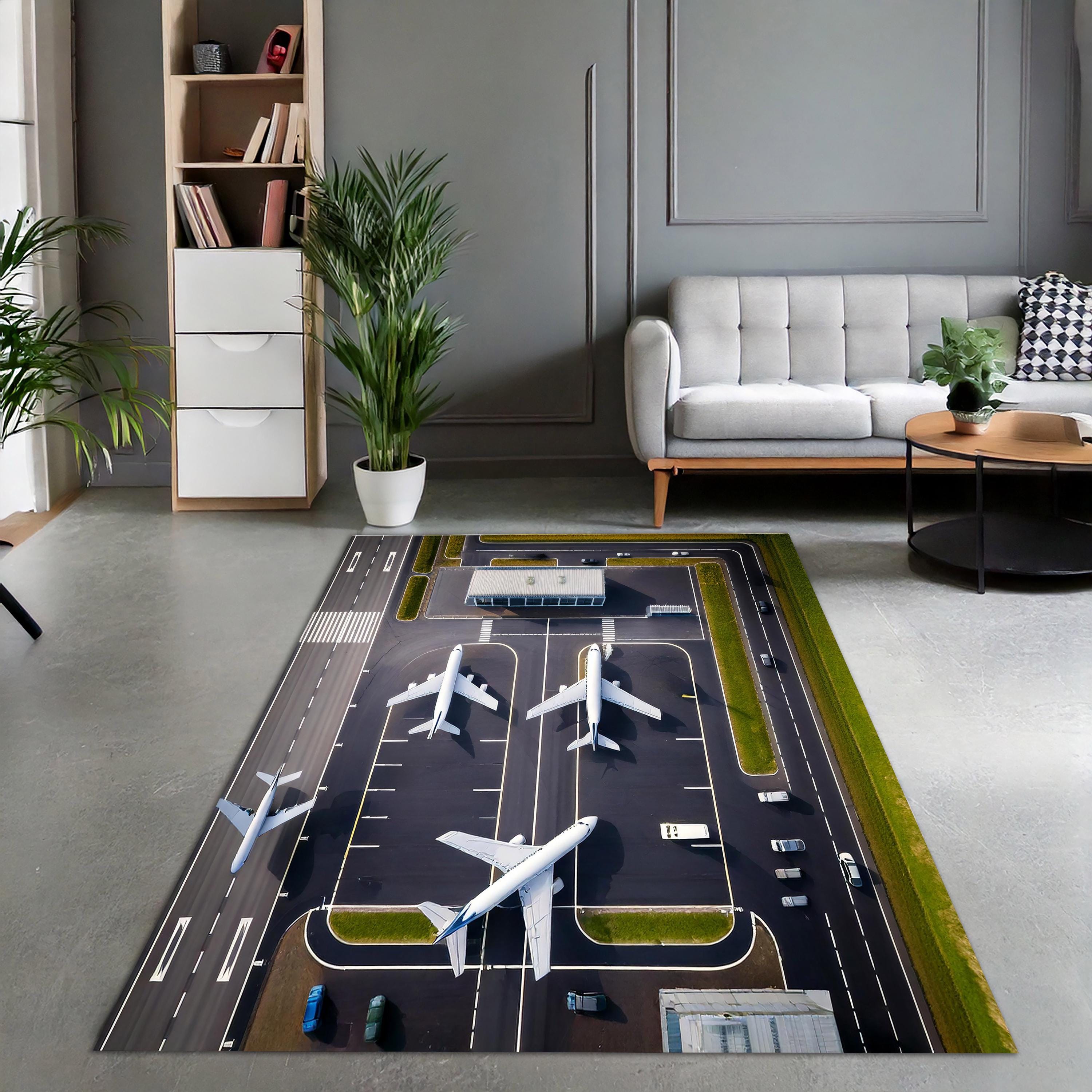 Realistic Airport Play Rug, Airplane Terminal and Taxiway Carpet ...