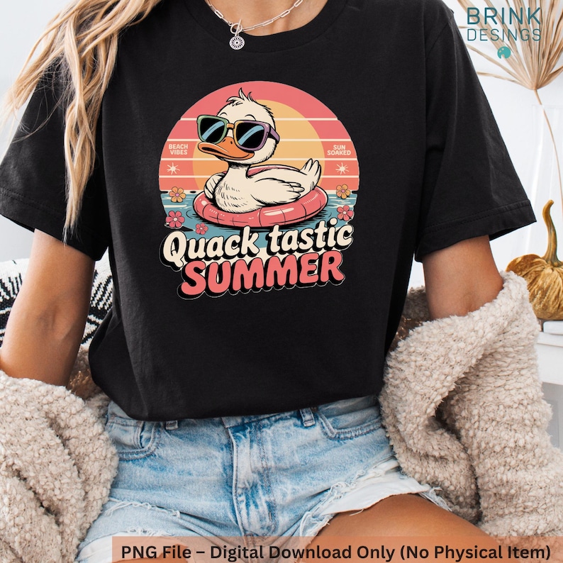 Funny Duck Summer Design I Funny Duck Shirt PNG I Retro Summer Duck ...