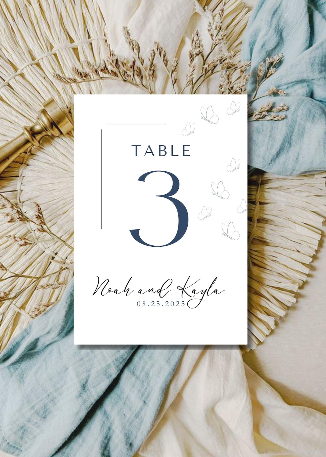 Editable Table Number Template | Minimal Butterfly Wedding Decor ...