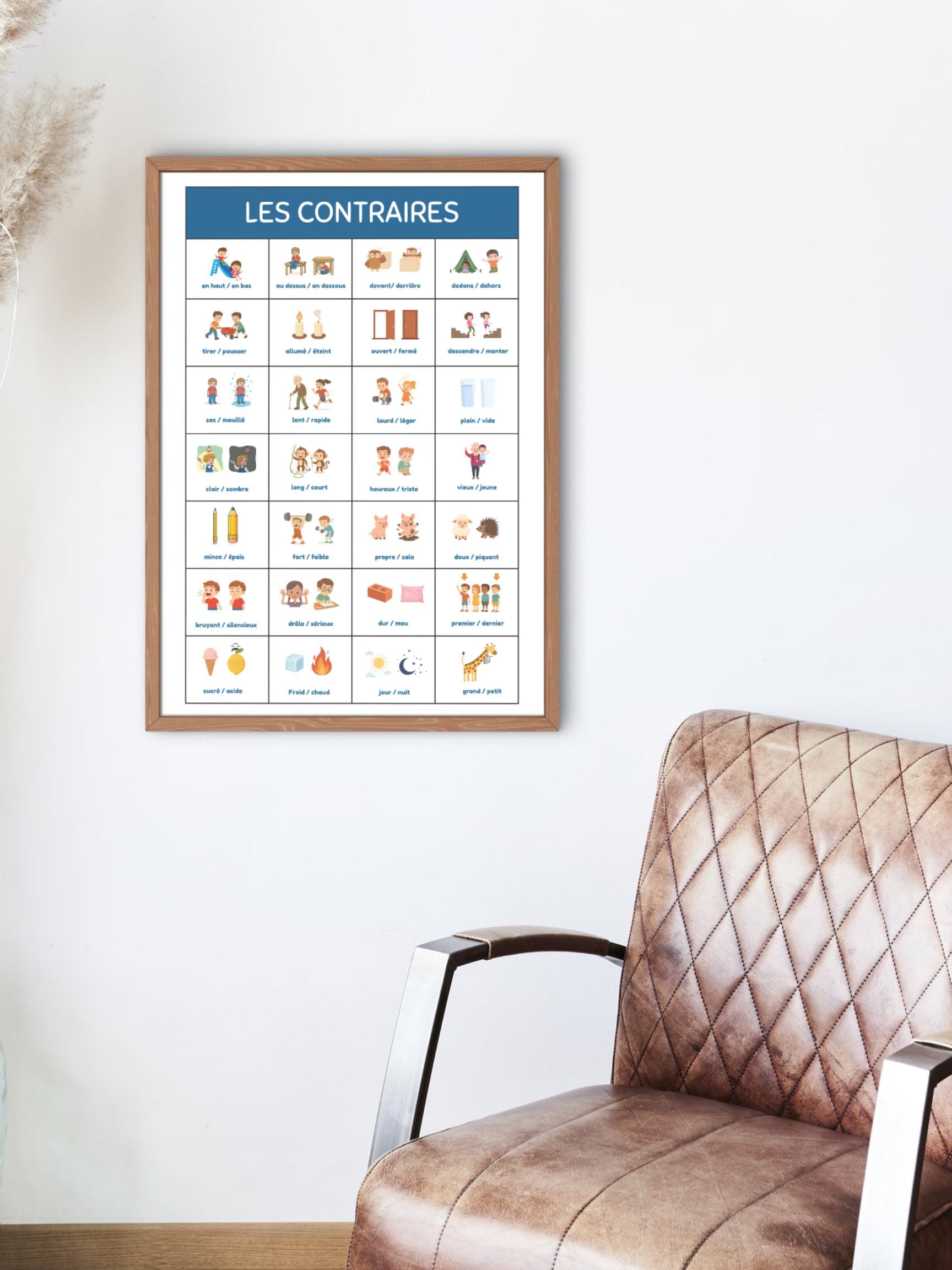 French Opposites Poster: 'les Contraires' Vocabulary Chart (digital ...