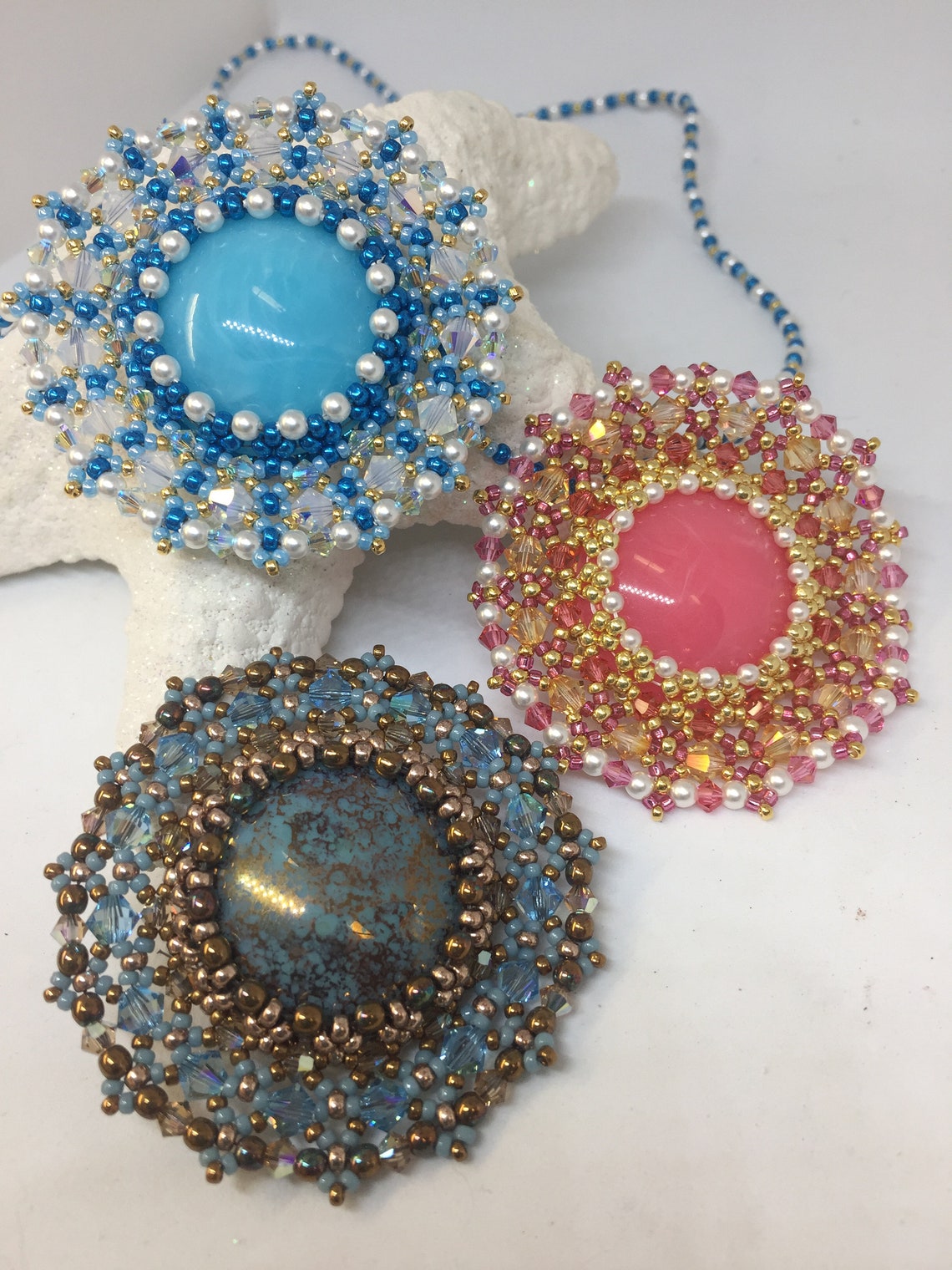 PATTERN Tutorial Hubble Bezel Seed Beads stitch Pendant or | Etsy