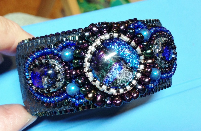 PATTERN Tutorial Bead Embroidery Cuff Bracelet for Cabochon | Etsy