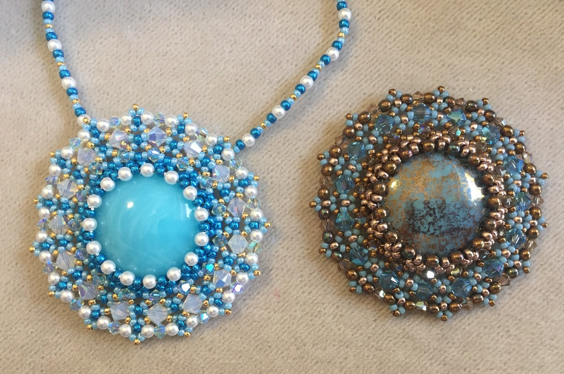 PATTERN Tutorial Hubble Bezel Seed Beads Stitch Pendant or Focal - Etsy