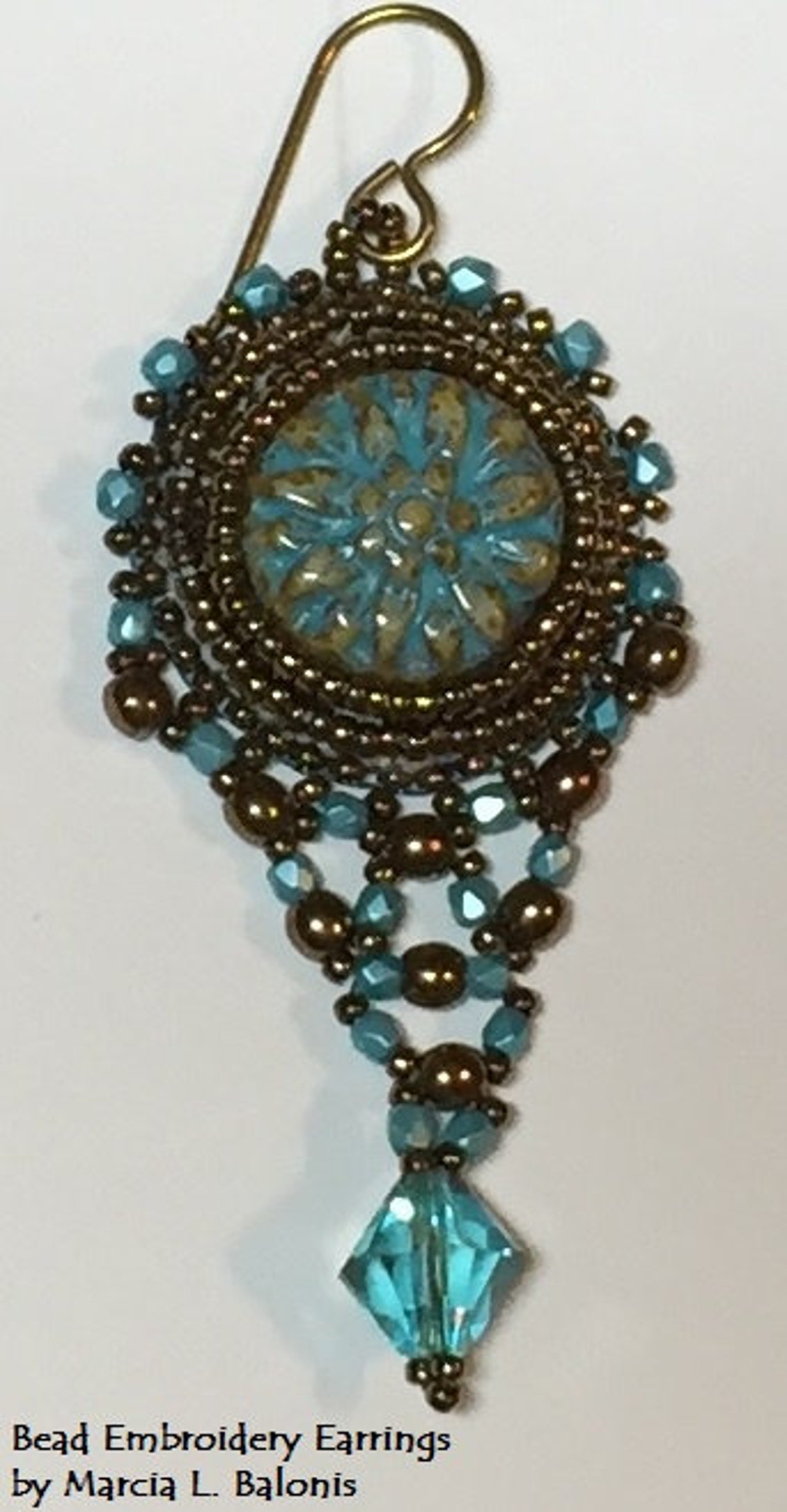 PATTERN Bead Embroidery Earrings With Drop and Czech Flowers - Etsy