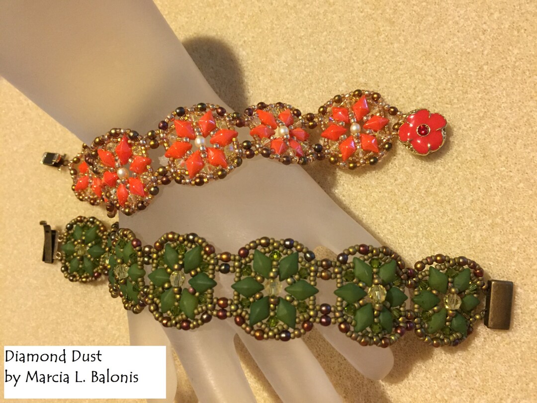 PATTERN Diamond Dust Bracelet Tutorial Flower Diamond Duo Beads - Etsy
