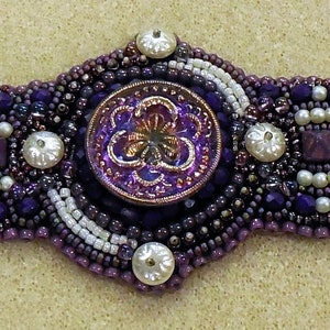 Pattern Tutorial Basic Button as Cabochon for Bead Embroidery Cuff ...