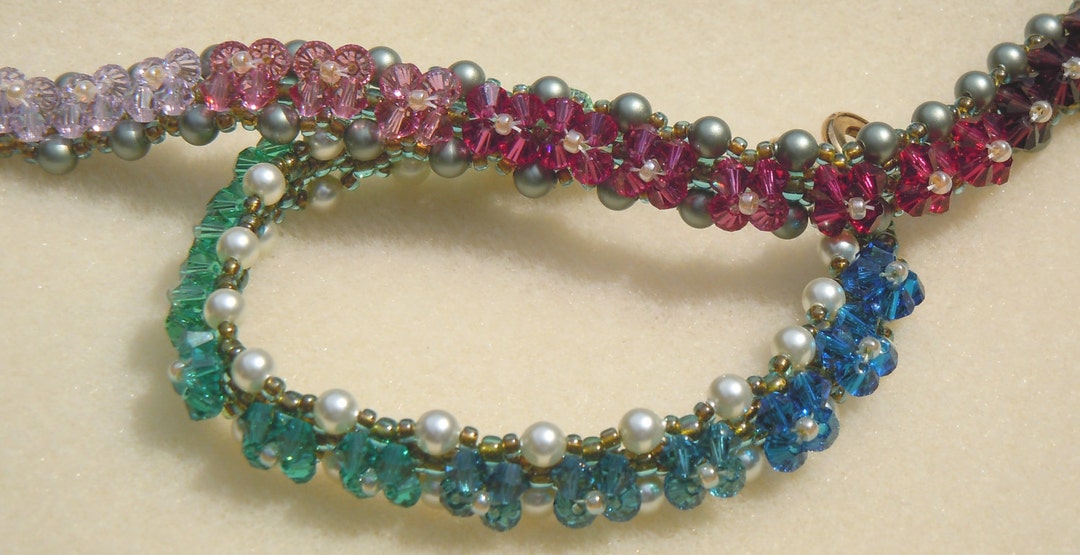 PATTERN Crystal Flowers Beaded Bracelet RAW Basic - Etsy