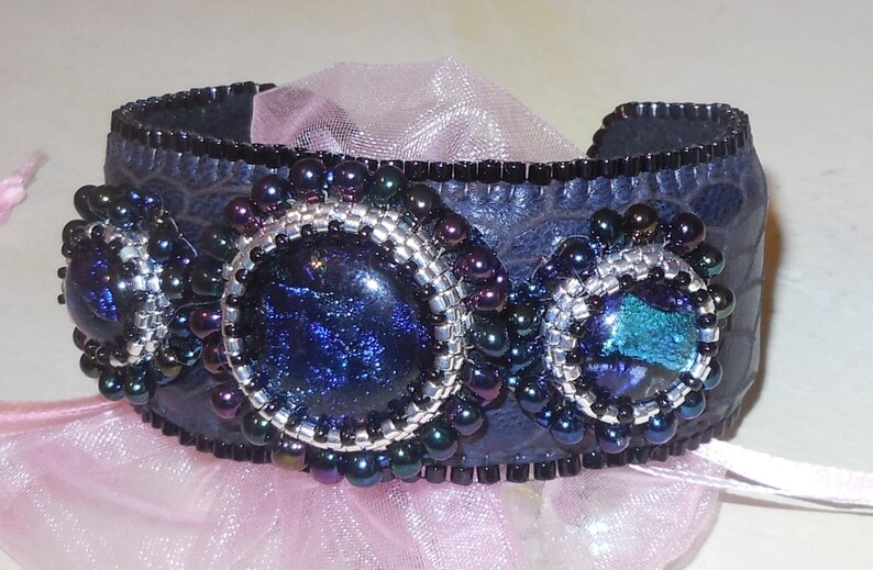 PATTERN Tutorial Bead Embroidery Cuff Bracelet for Cabochon | Etsy