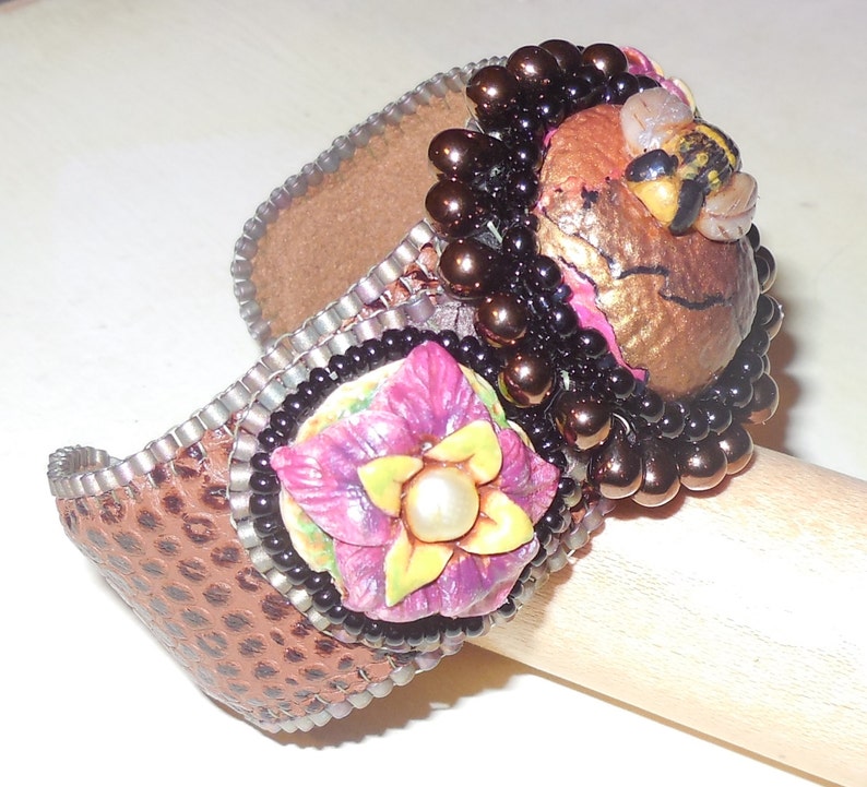 PATTERN Tutorial Bead Embroidery Cuff Bracelet for Cabochon | Etsy