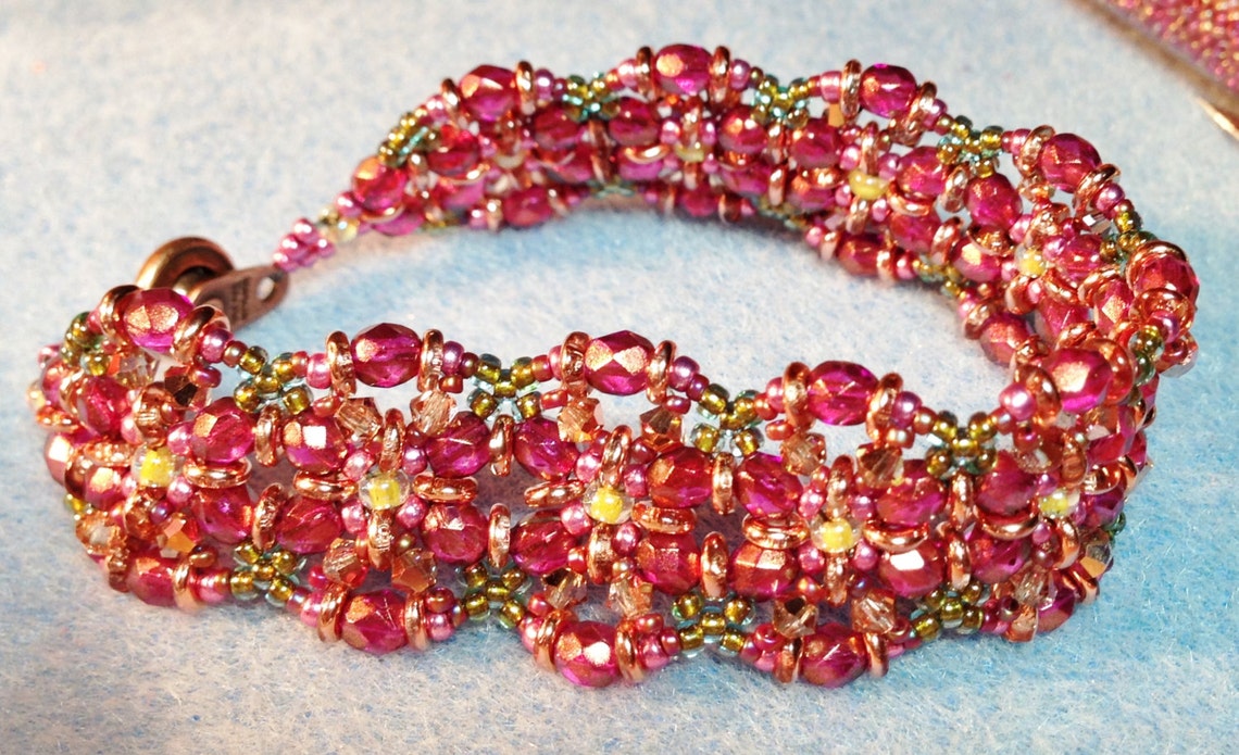 PATTERN "o" Fleur Bracelet O Beads Crystals Seed Beads Weaving - Etsy